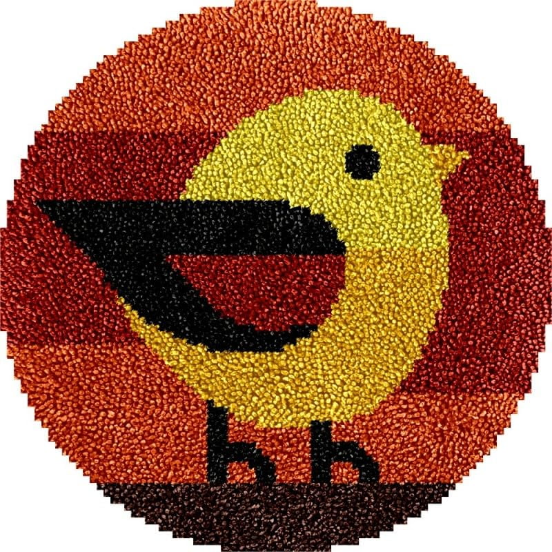 Cartton Bird Round Shape Latch Hook Rug Kits Set for Starter Crochet ...
