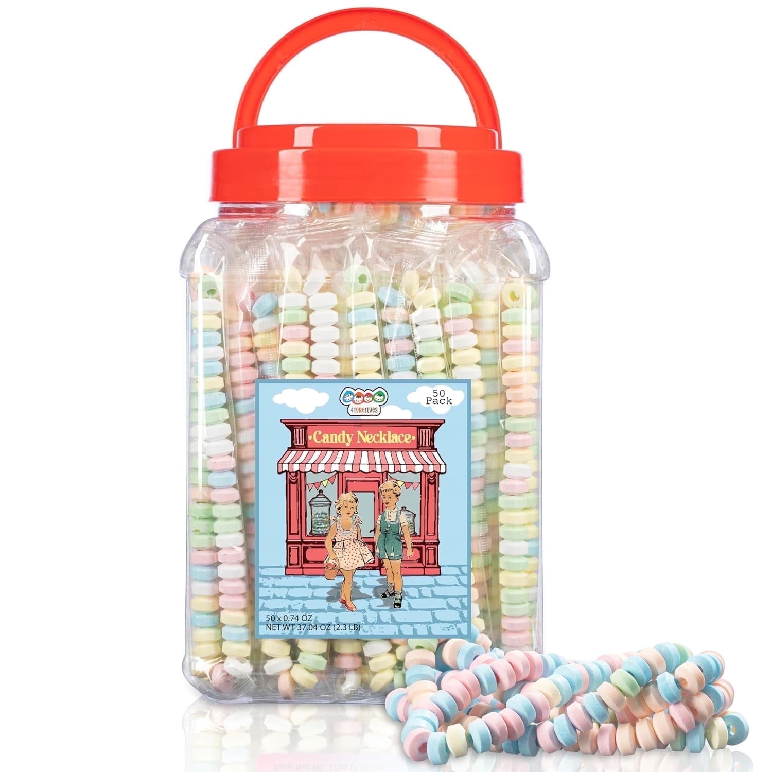 4YoreElves Candy Necklaces, 50 Count, Retro Edible Jewelry ...