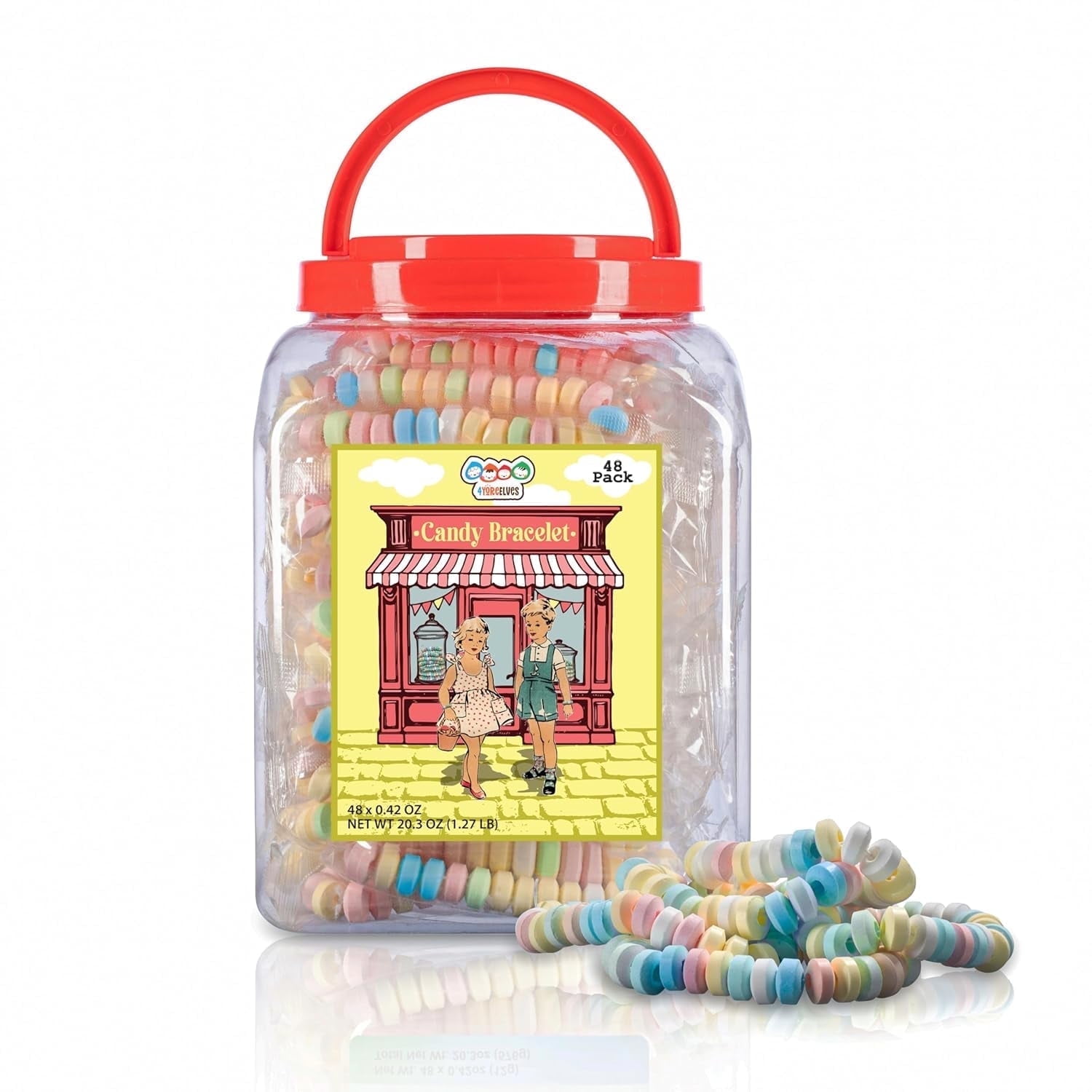 Cartwheel Confections 48 Count Candy Bracelets, Individually Wrapped ...
