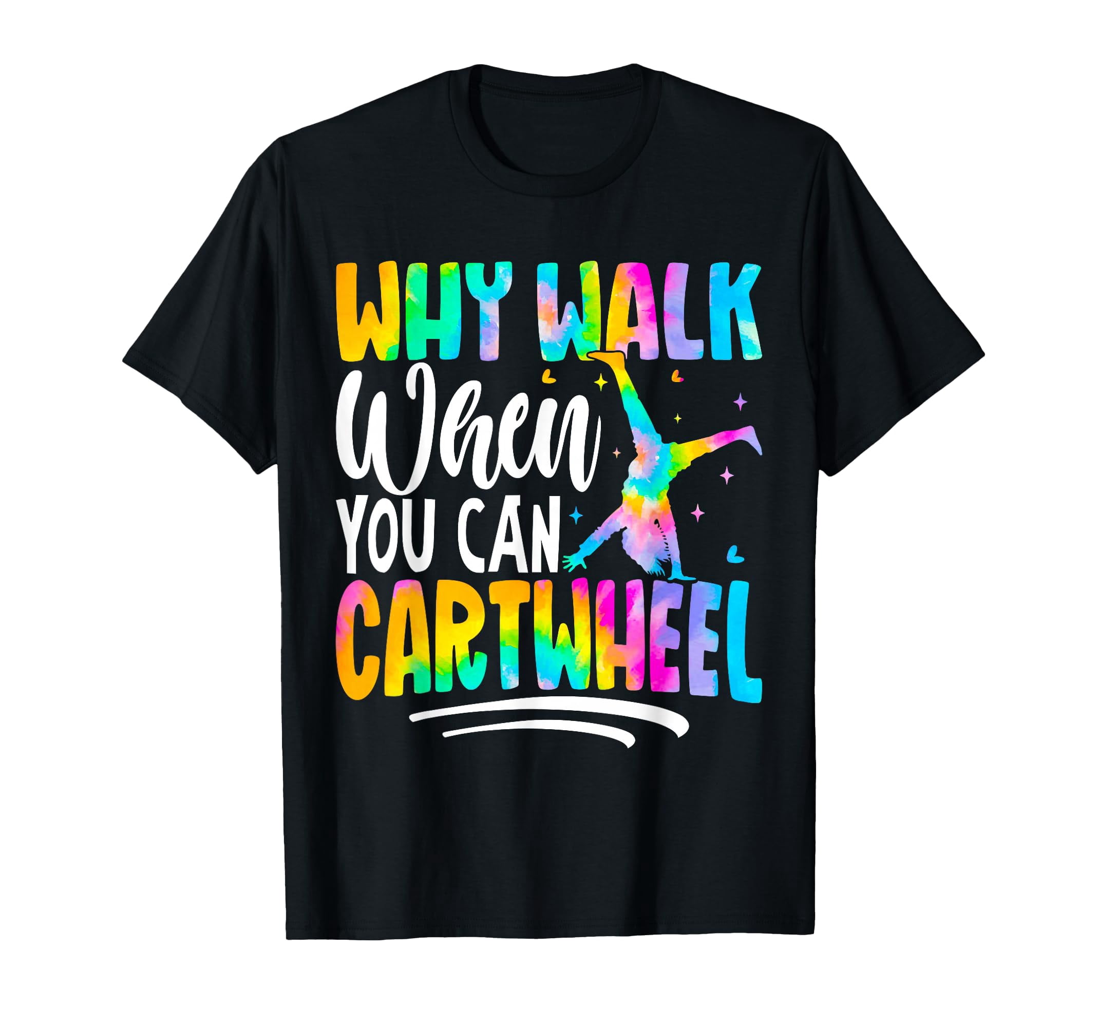 Cartwheel Gymnast Tie Dye T-Shirt with Colorful Silhouette Design for ...