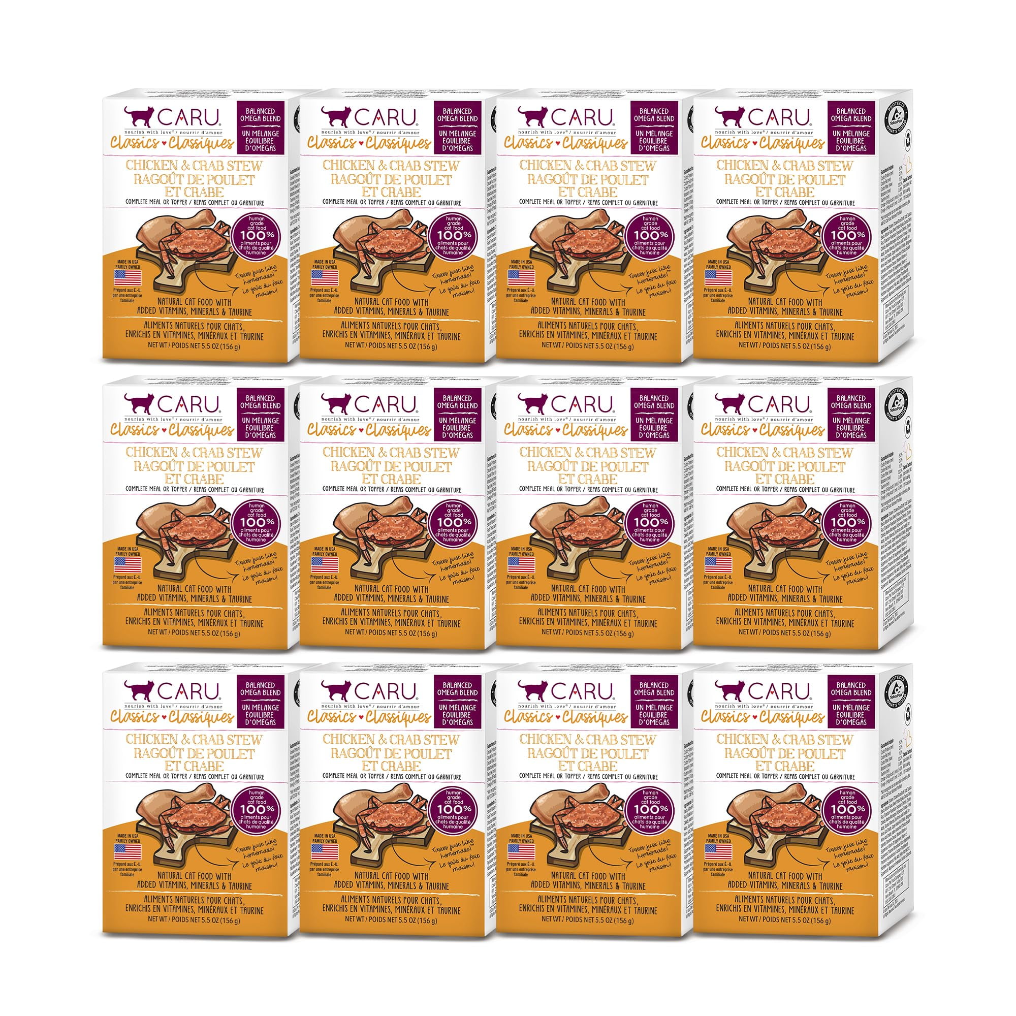 Caru - Chicken & IRF13 Crab Stew for Cats, Natural Cat Food with Added ...