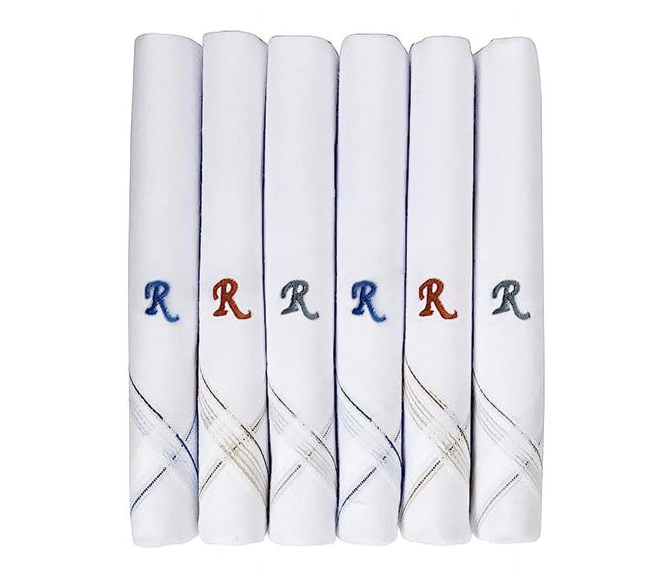 Caruso Italy Men's Initial Monogram R Embroidery 100% Pure Cotton ...
