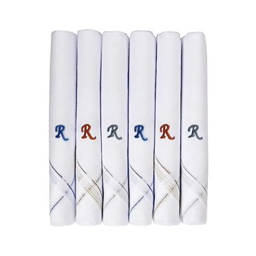 Caruso Italy Men's Luxury 100% Pure Cotton Handkerchief Light Base with Colored Border - Pack of ...