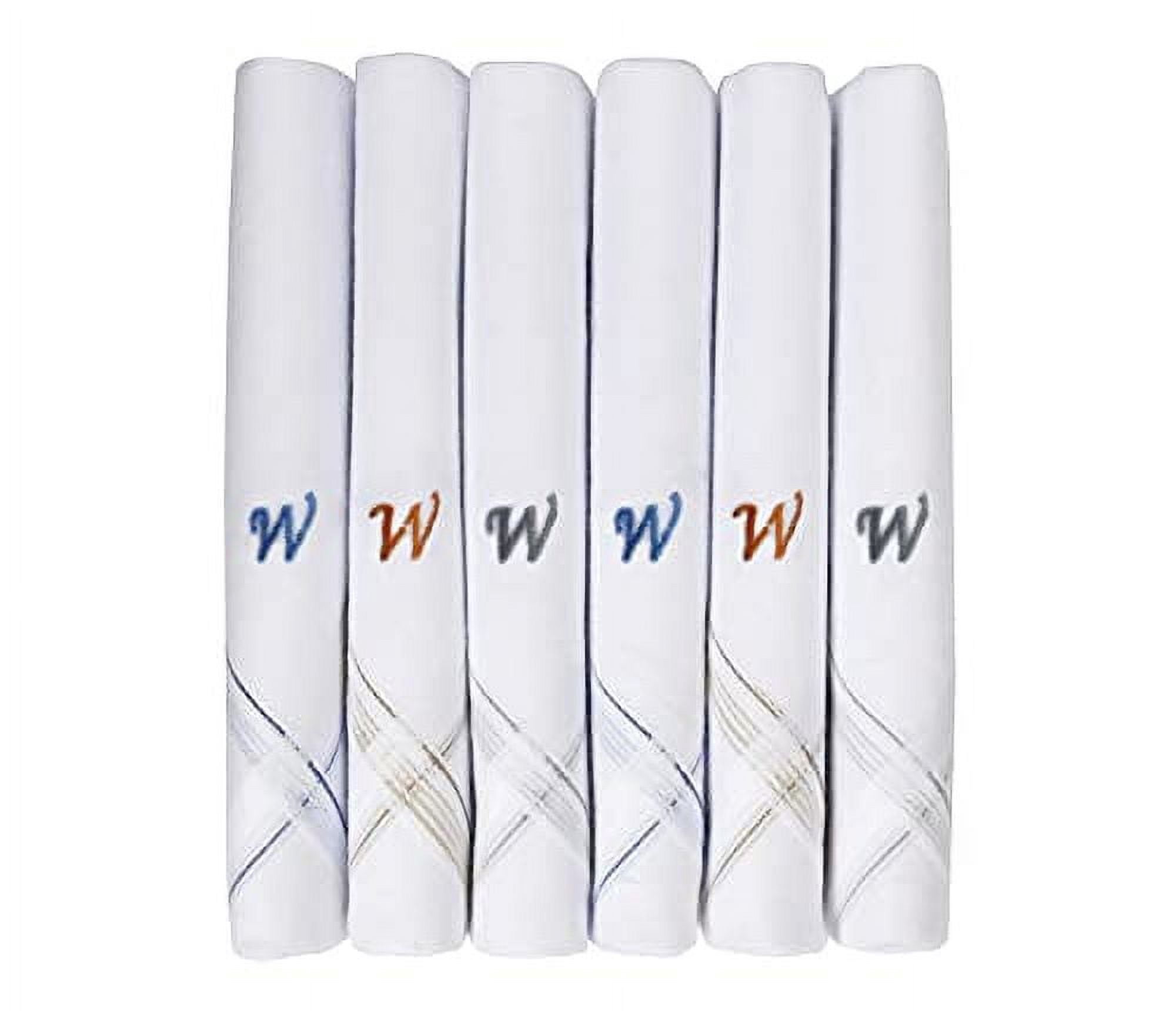 Caruso Italy Men's Embroidered Initial W, 100% Cotton Handkerchief ...