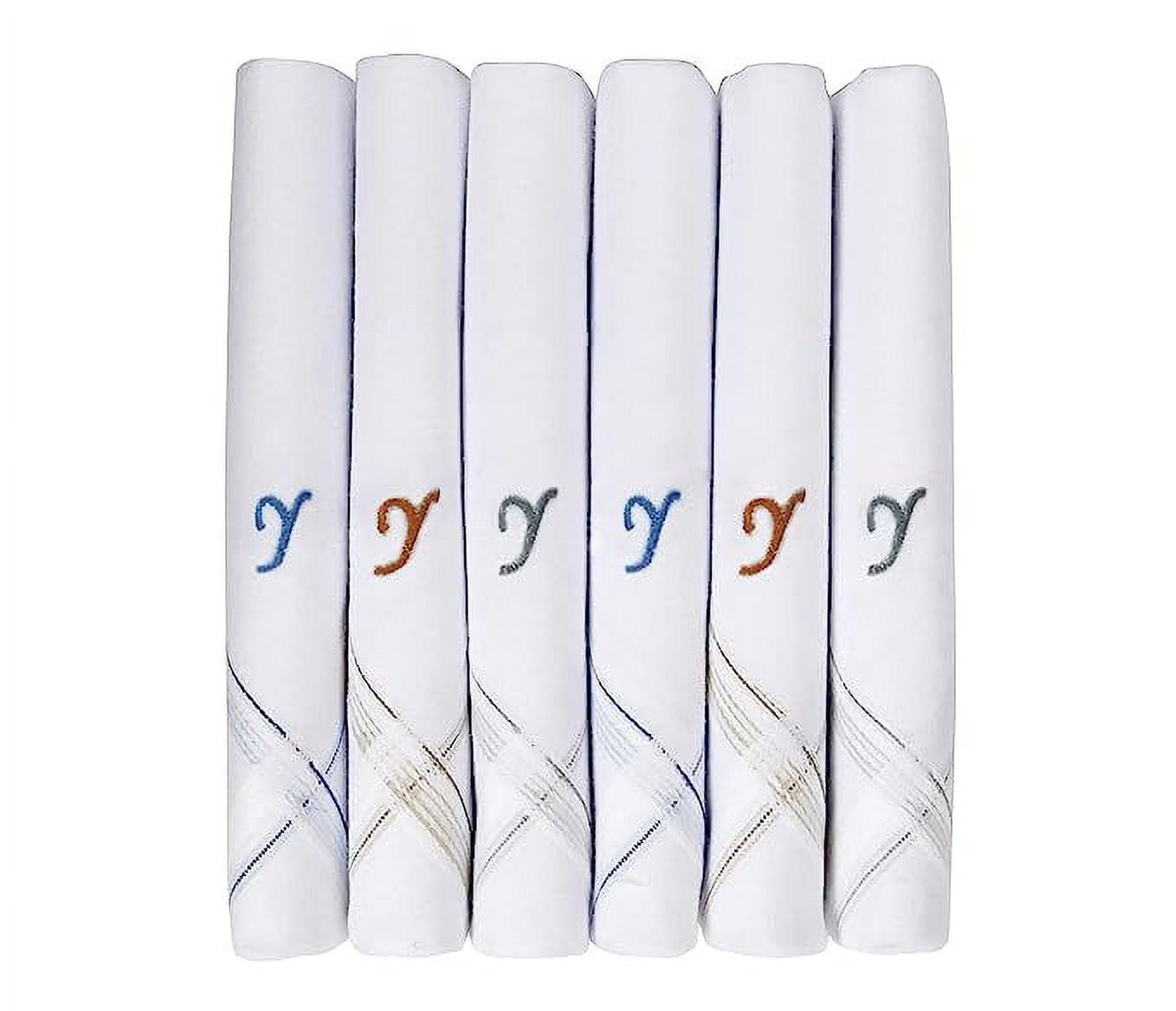 Caruso Italy Men's Initial Monogram Y Embroidery 100% Pure Cotton ...