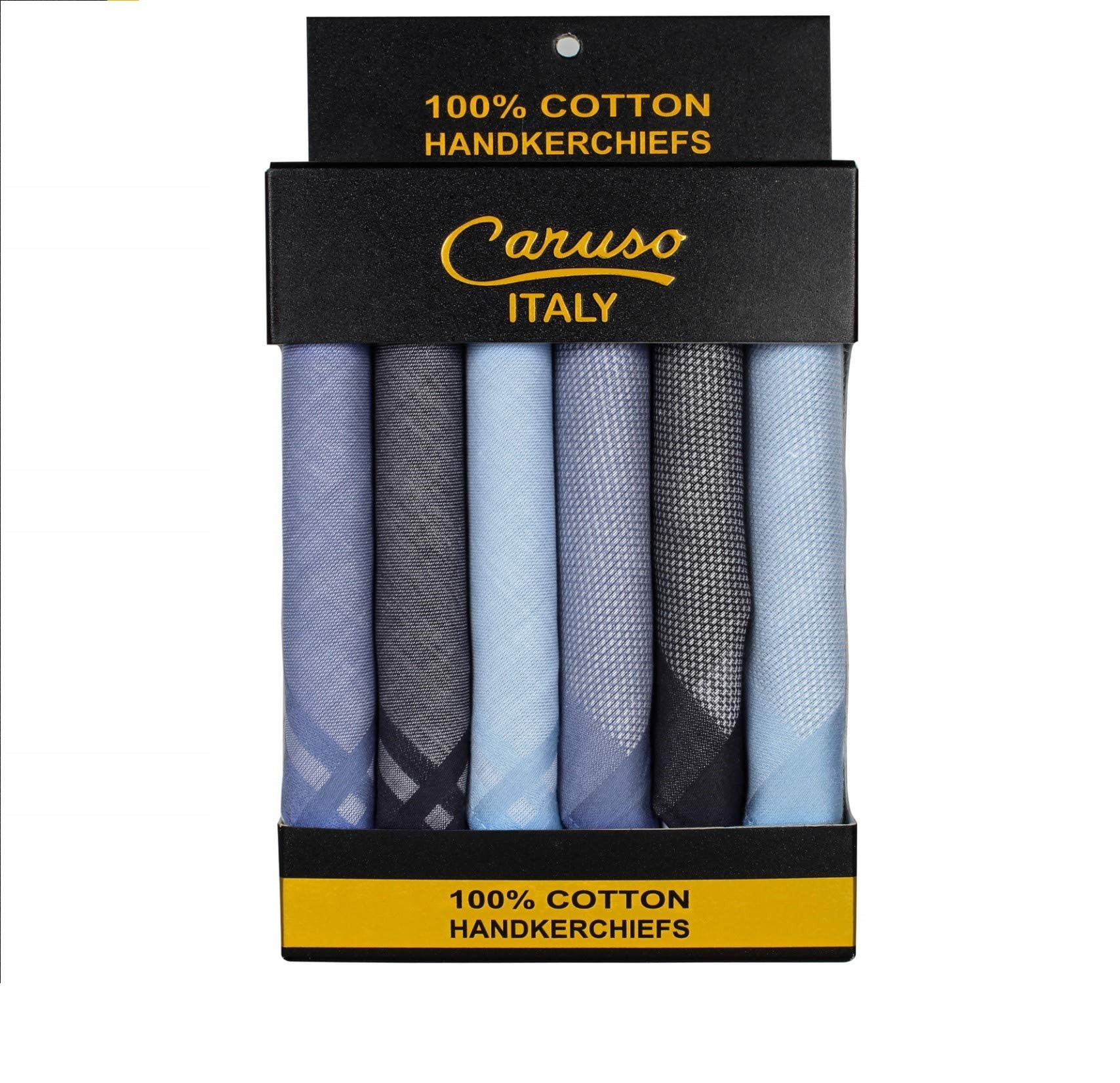 Caruso Italy Men's Italia Denim 100% Pure Cotton Handkerchief (Multi ...