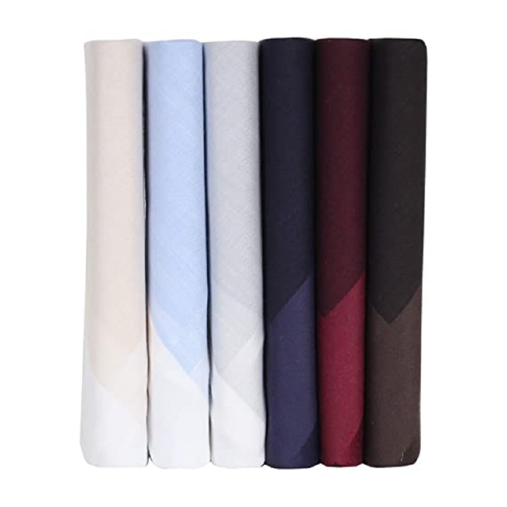 Caruso Italy Men's Italia Light Dark Checks Combo Cotton off-white Handkerchief (Pack of 6 and ...