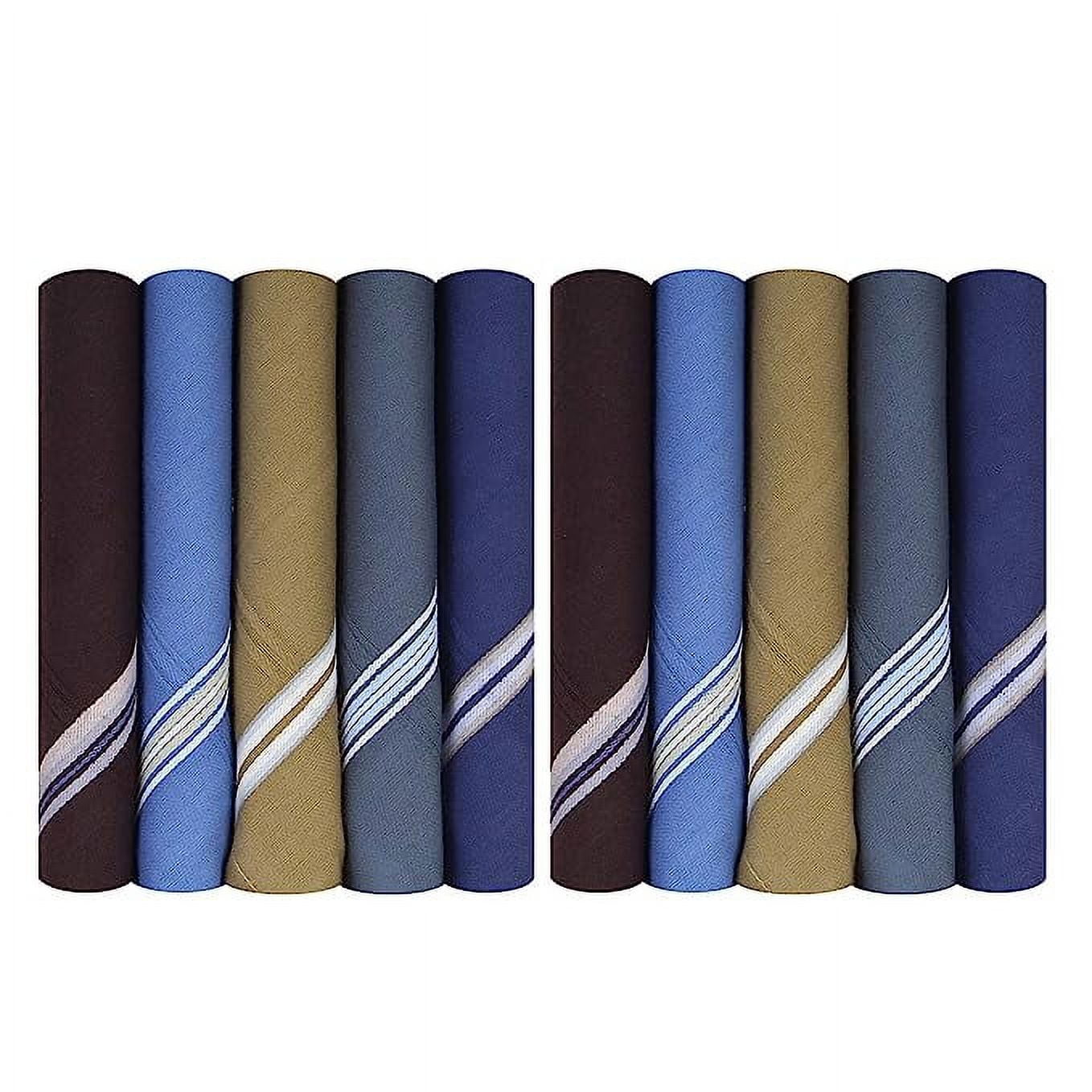 Caruso Italy Men's Premium 100% Pure Cotton Handkerchief Dark Base with Colored Border - Pack of ...