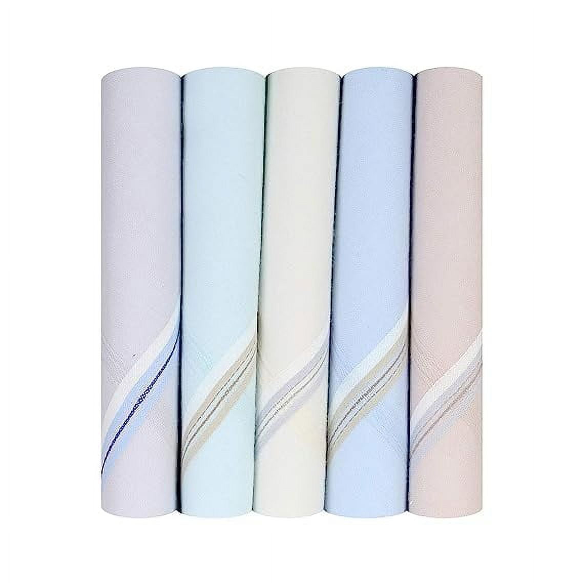 Caruso Italy Men's Premium 100% Pure Cotton Handkerchief Light Base with Colored Border - Pack ...