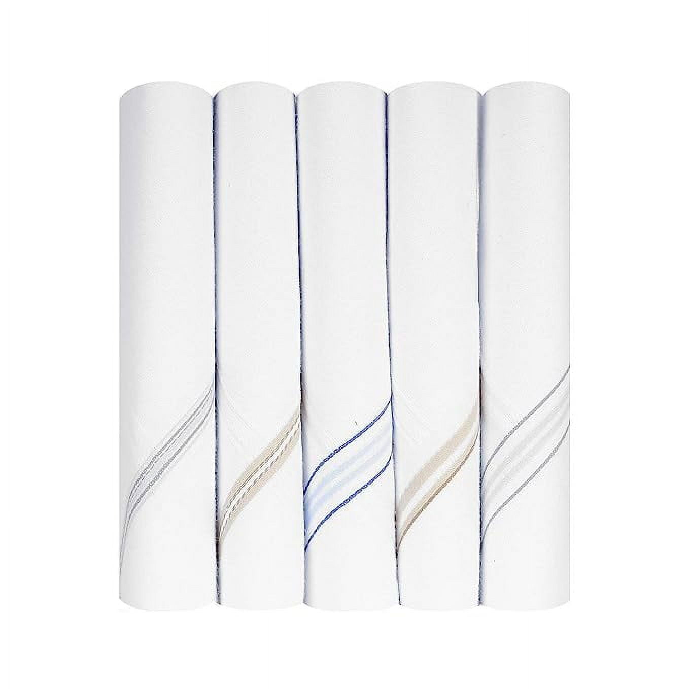 Caruso Italy Men's 100% Pure Cotton Handkerchief, White with Colored ...