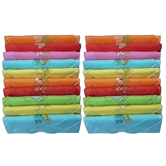 Caruso Italy Women's Embroidered 100% Pure Cotton Handkerchief Lightcolor Pack of 20 - Walmart.com