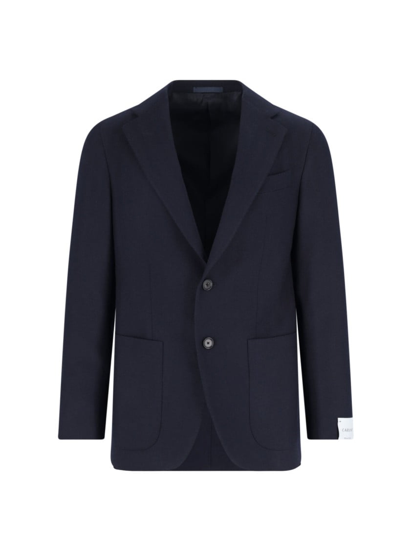 Caruso Tailored Black Herringbone Jacket With Notched Lapel (Men's ...