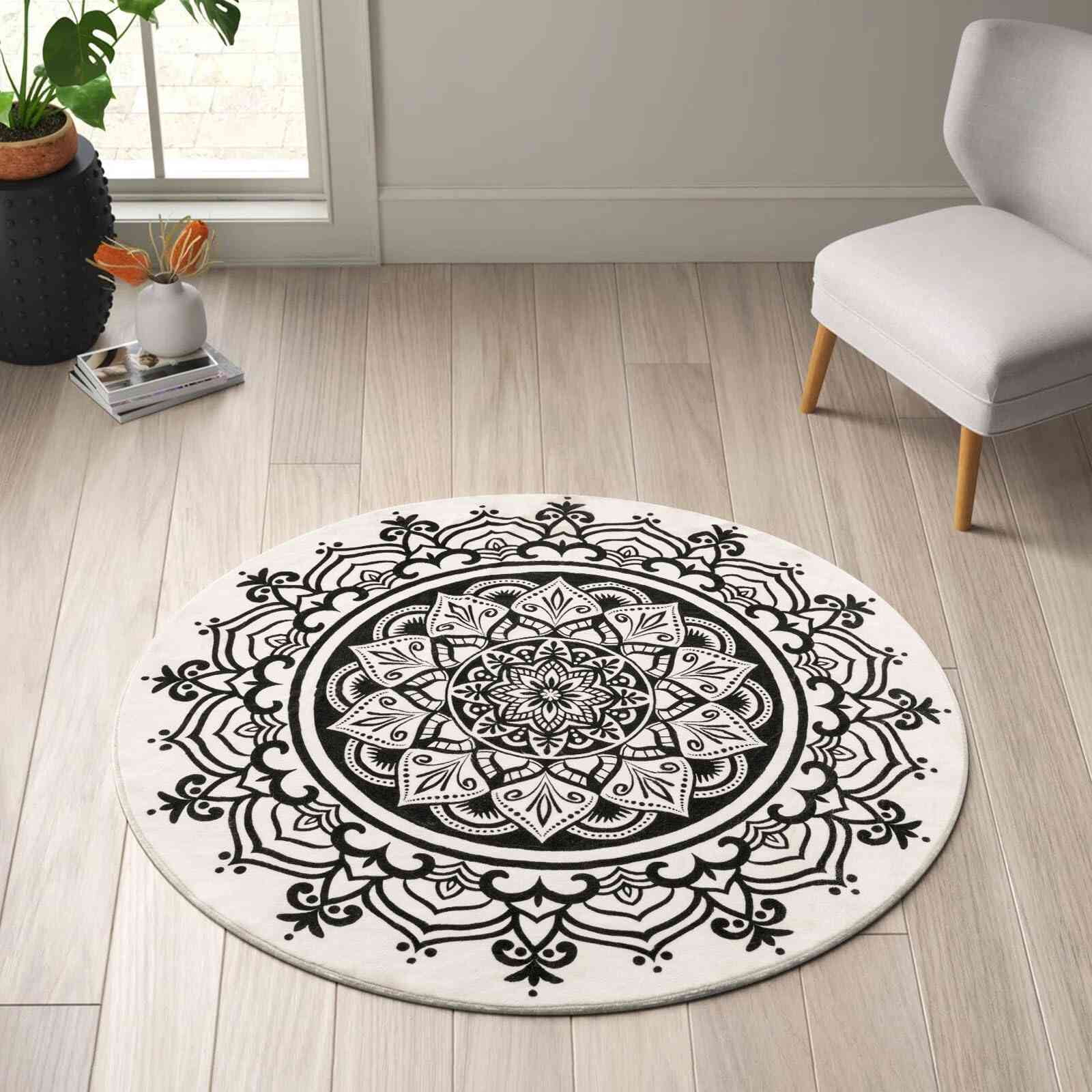 Carvapet Round Area Rug for Living Room, Non Slip Machine Washable ...