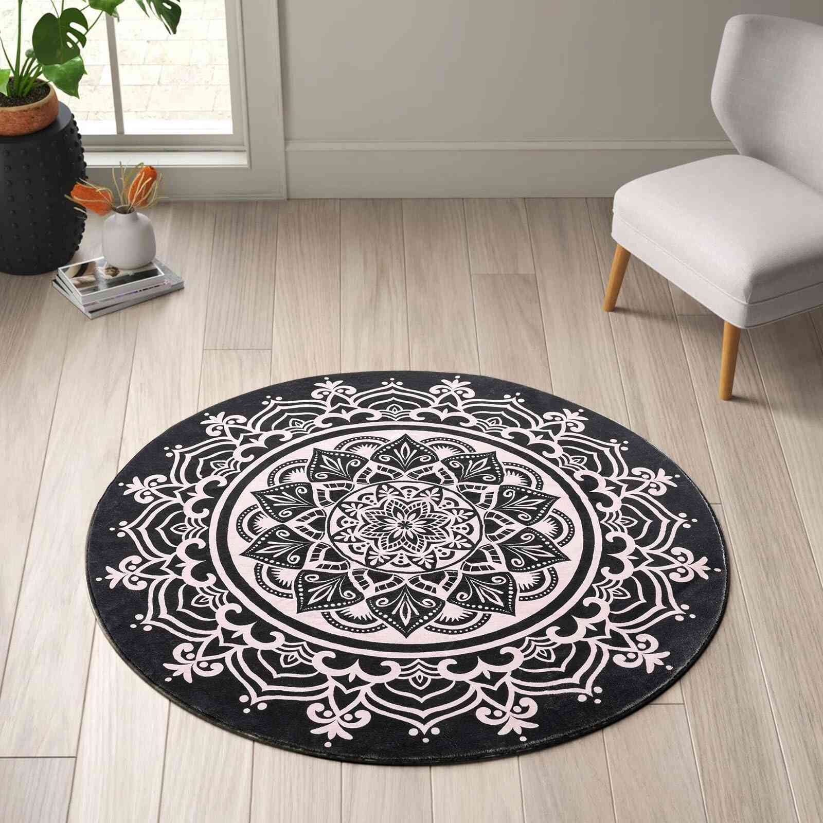 Carvapet Round Area Rug for Living Room, Non Slip Machine Washable ...