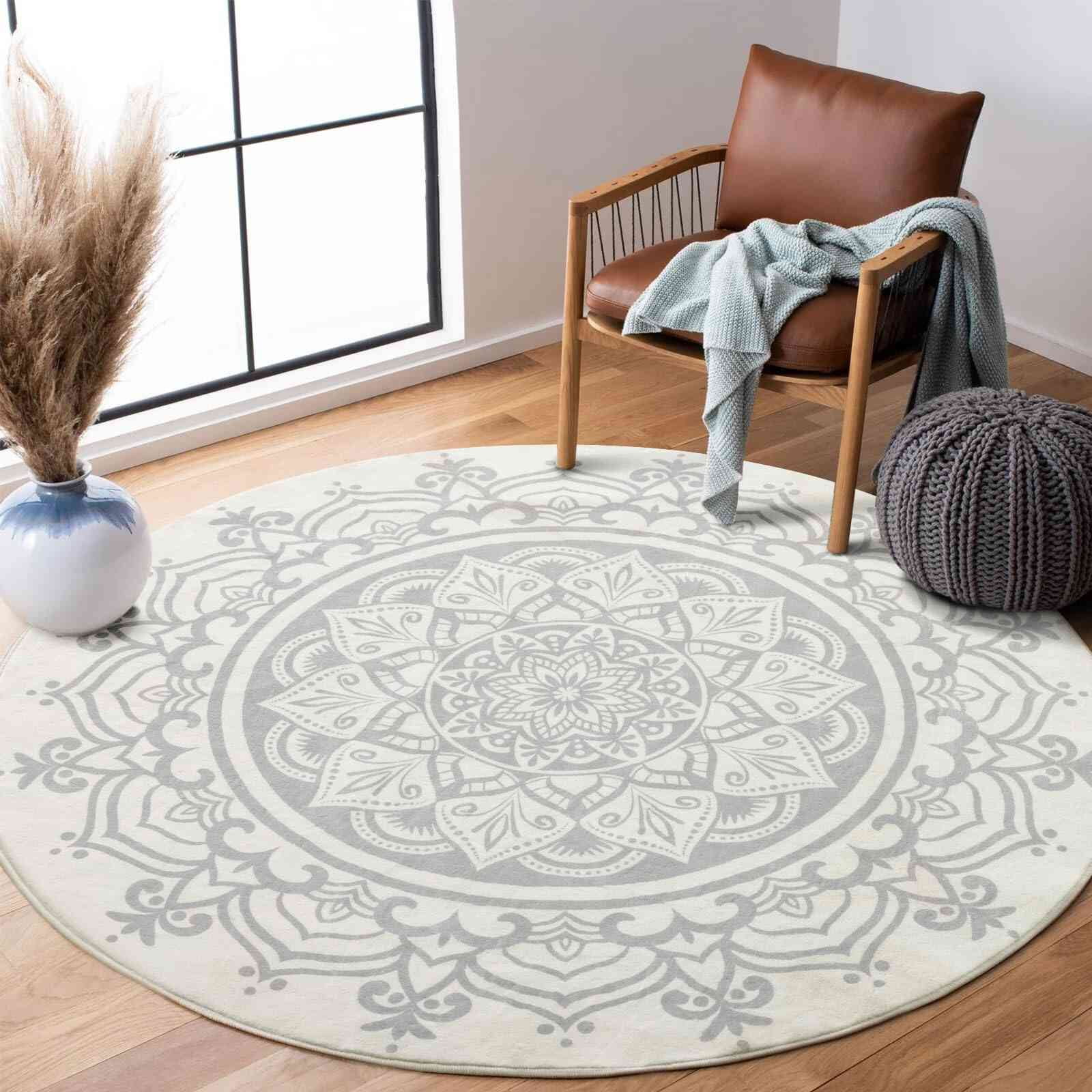 Carvapet Round Area Rug for Living Room, Non Slip Machine Washable ...