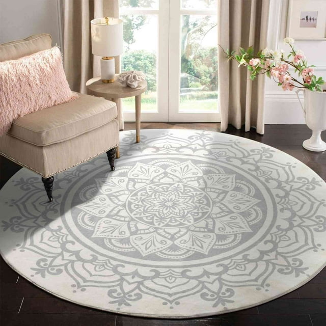Carvapet Round Area Rug for Living Room, Non Slip Machine Washable ...