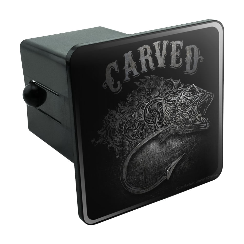Carved Bass Fish Fishing Hook Tow Trailer Hitch Cover Plug Insert ...