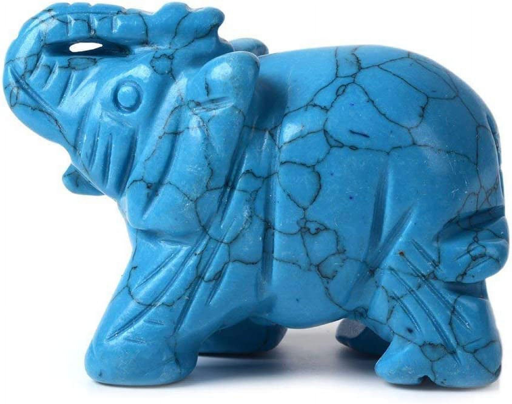 Carved Blue Synthetic Turquoise Elephant Healing Crystal Guardian ...