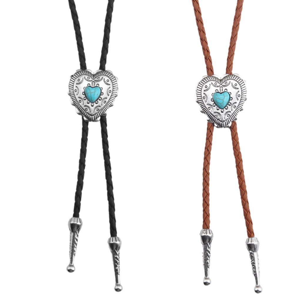 Carved Bolo Tie Western Necktie Heart Lariat Necklace for Men Gentleman ...