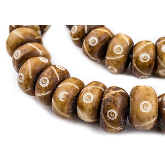 The Bead Chest Carved Brown Bone Beads - Full Strand of Fair Trade ...