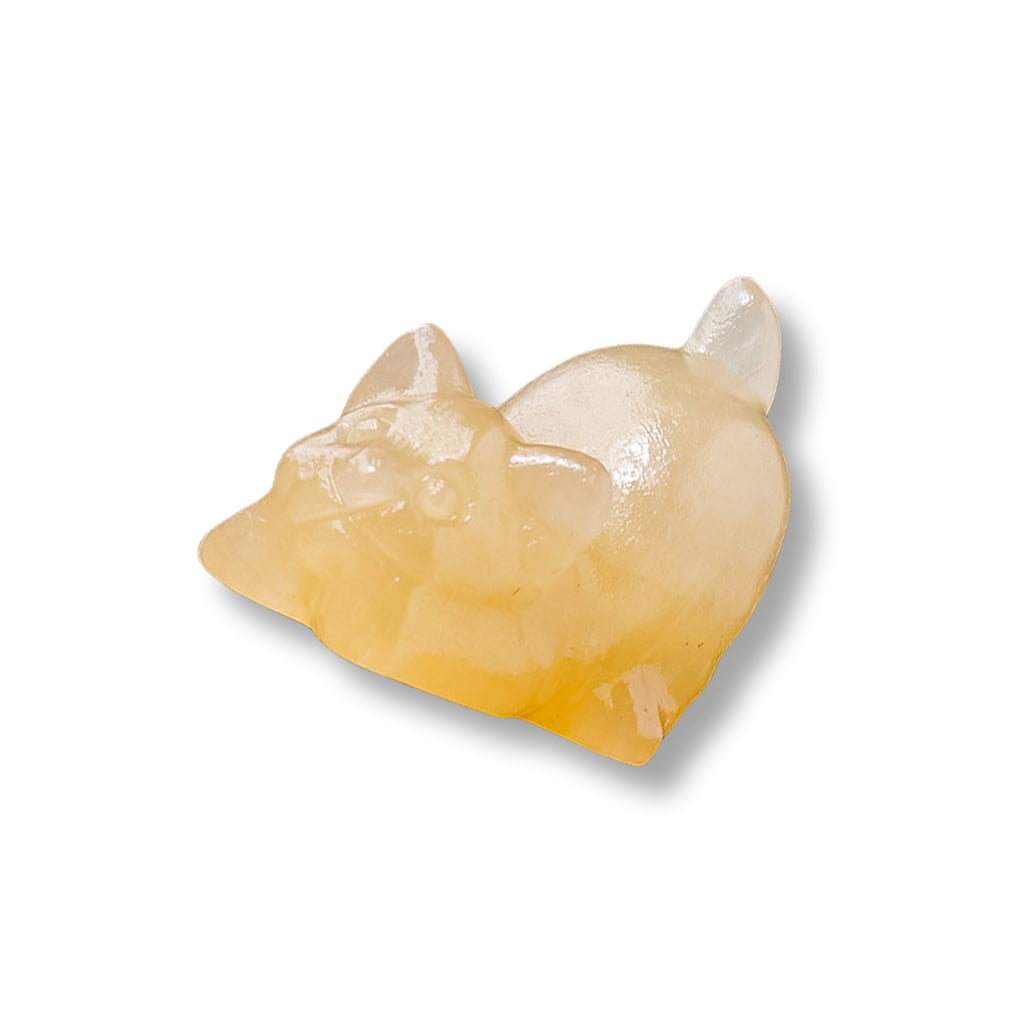 Carved Crystal Cats Statue Cute Animal Figurine Miniature for Desk ...