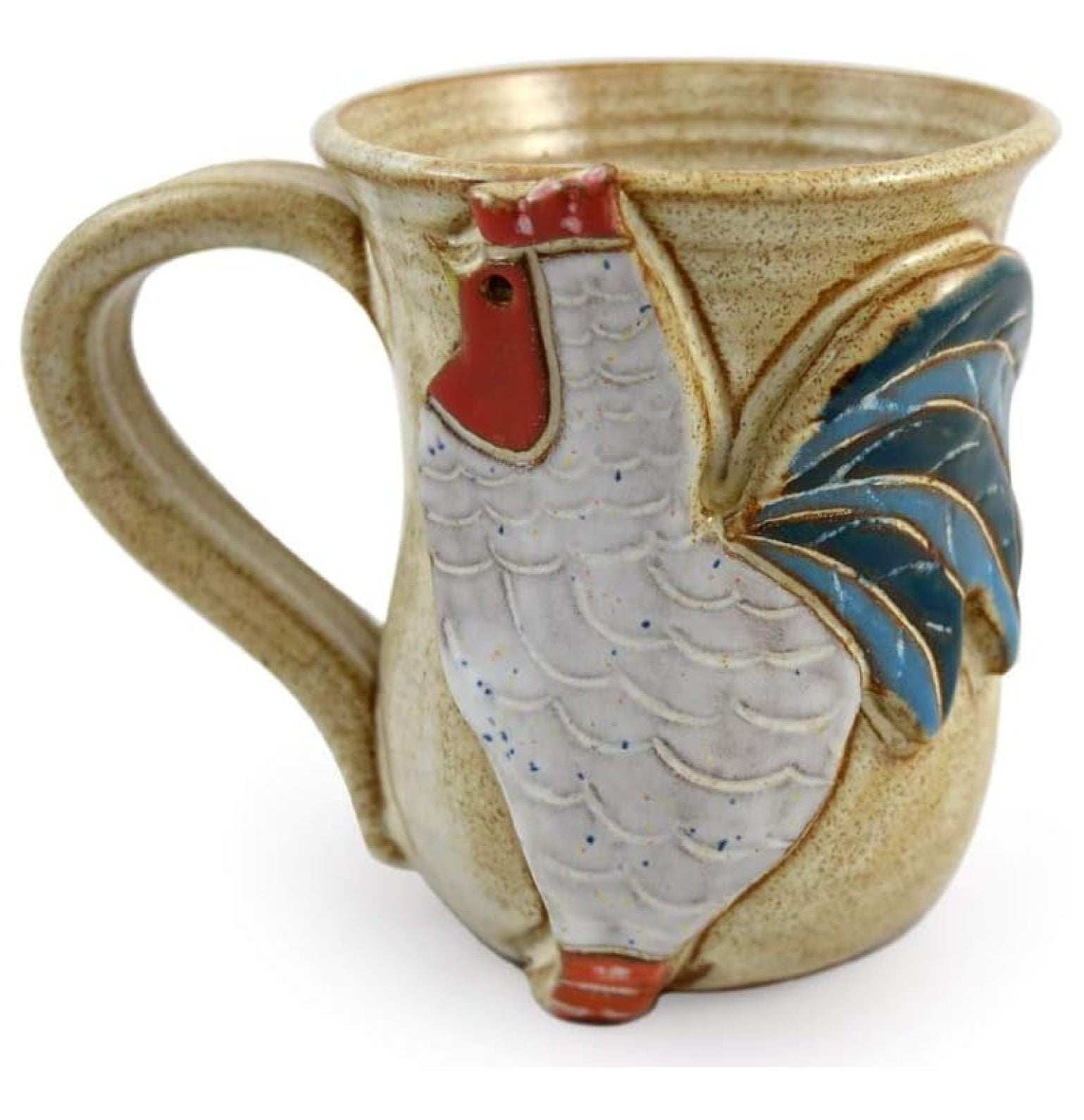Carved Farmhouse Rooster Coffee Mug - American Handmade Stoneware ...