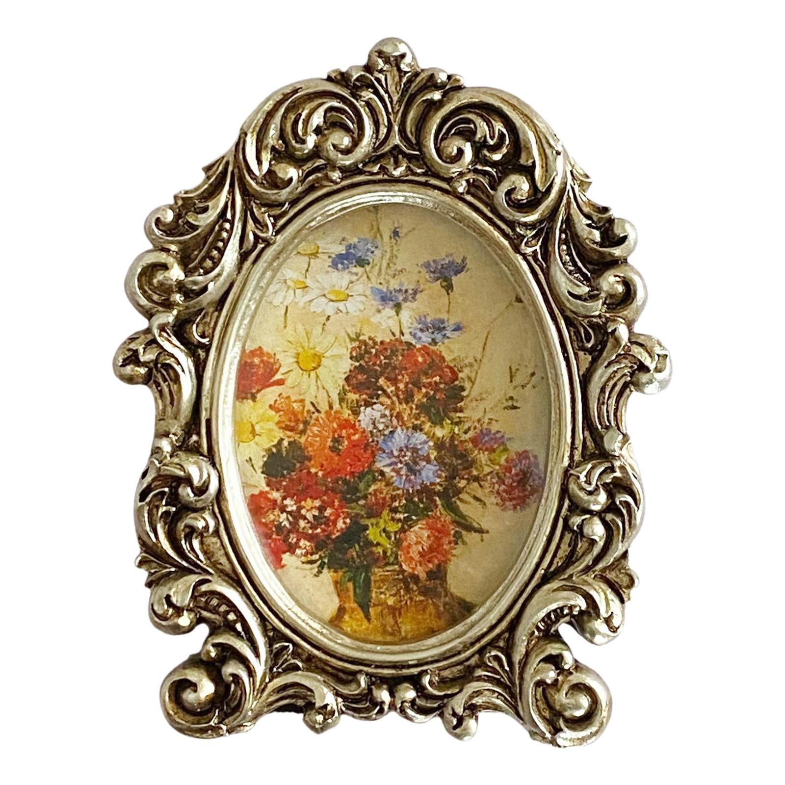 Carved Floral Photo Frame Photo Holder Decor Retro Style Resin Picture ...