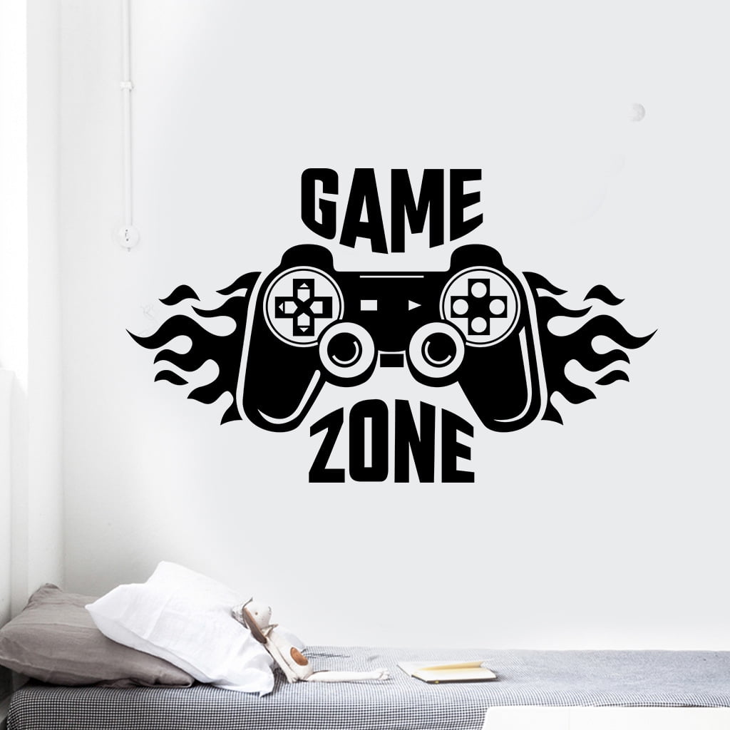 Carved Game Zone Wall Sticker Mural Wallpaper for Kids Boys Room Decals ...