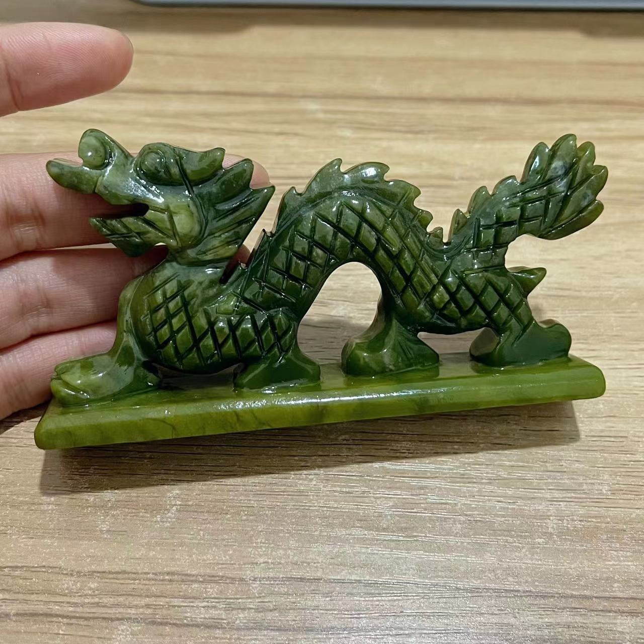 Carved Green Jade Dragon Mini jade dragon Feng Shui Sculpture, Feng ...
