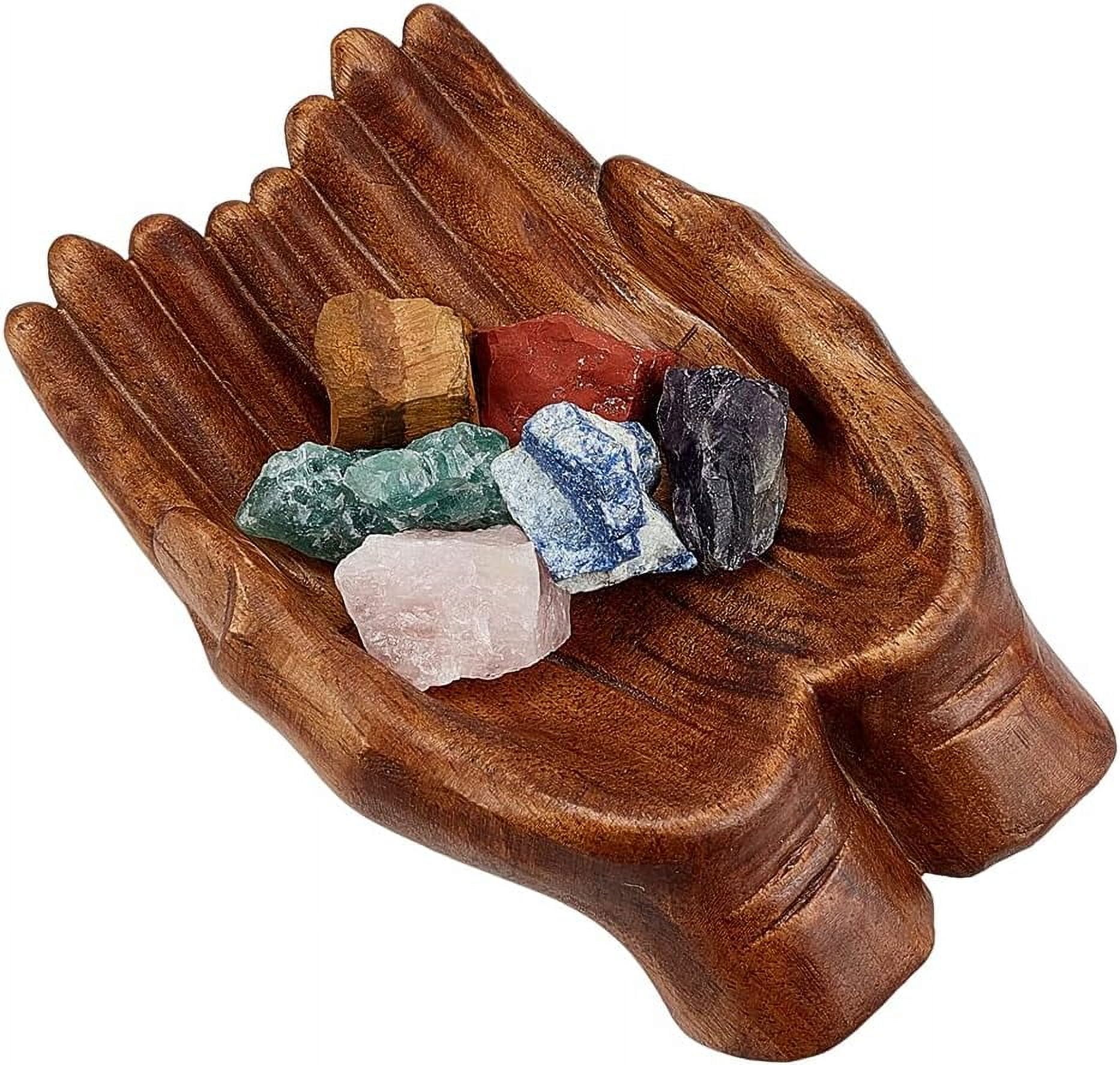 Carved Hand Decorative Bowl Crystal Holder for Stones Tray Display ...