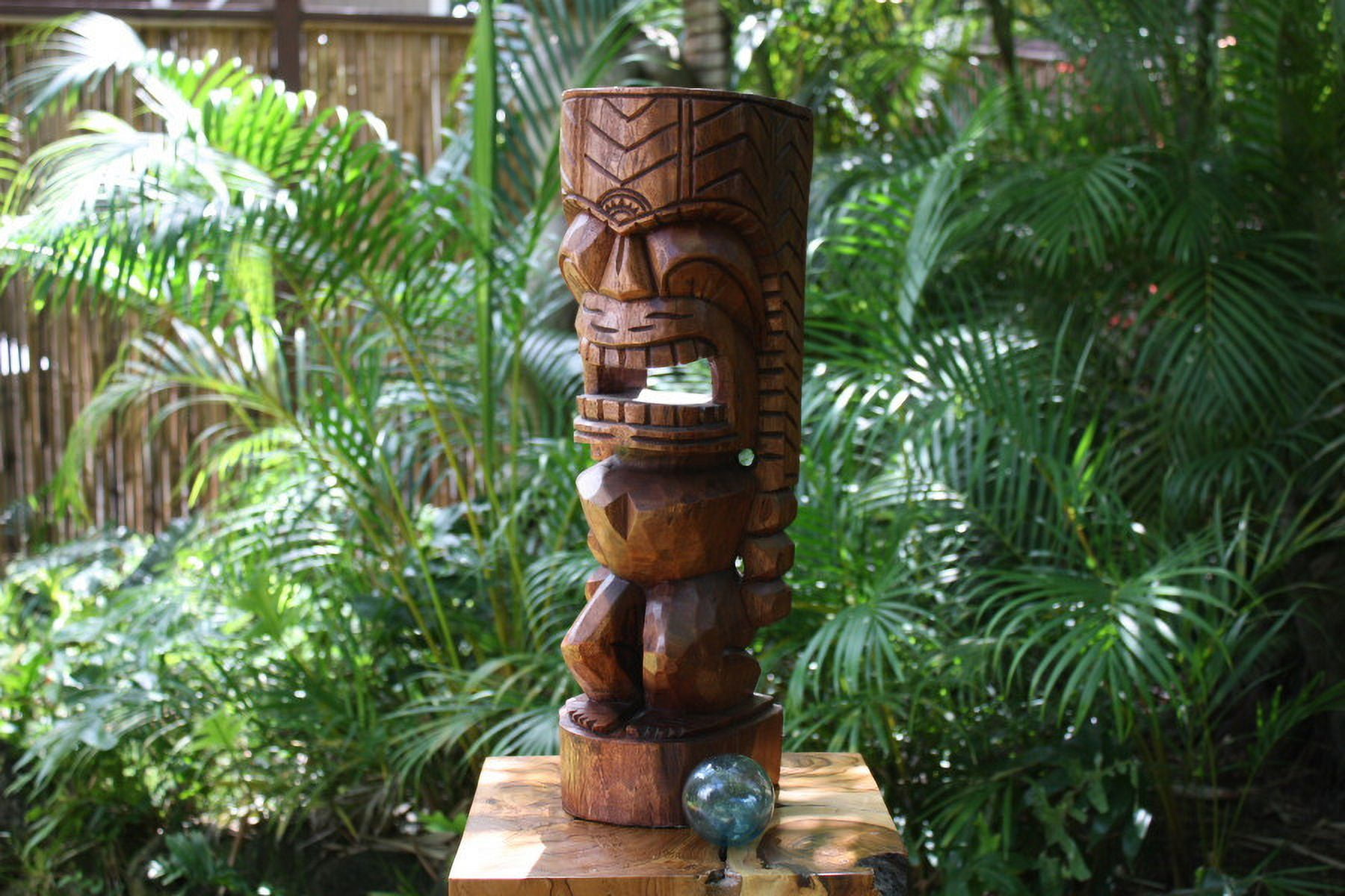 Carved Ku Tiki 20" - Stained Monkey Pod - Island Art - Walmart.com