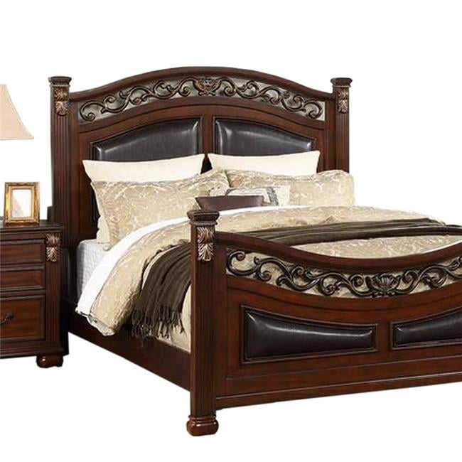 Carved Leaf Details Reeded Pilasters Miri Bed, Oak Brown - California ...