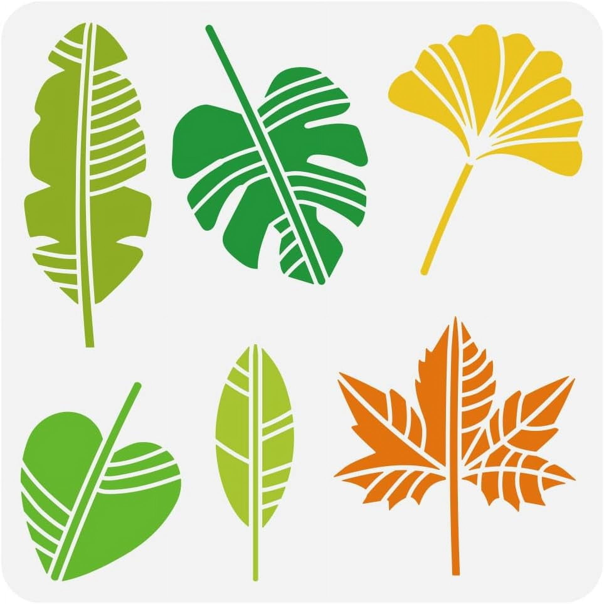 Carved Leaves Stencil for Painting 11.8x11.8 inch Reusable Leaves Plant ...