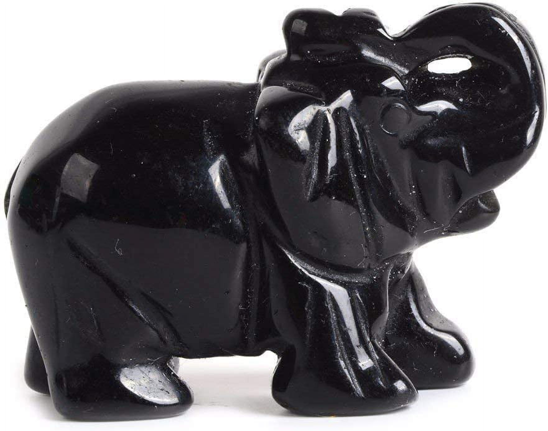 Carved Natural Black Obsidian Gemstone Elephant Healing Crystal ...