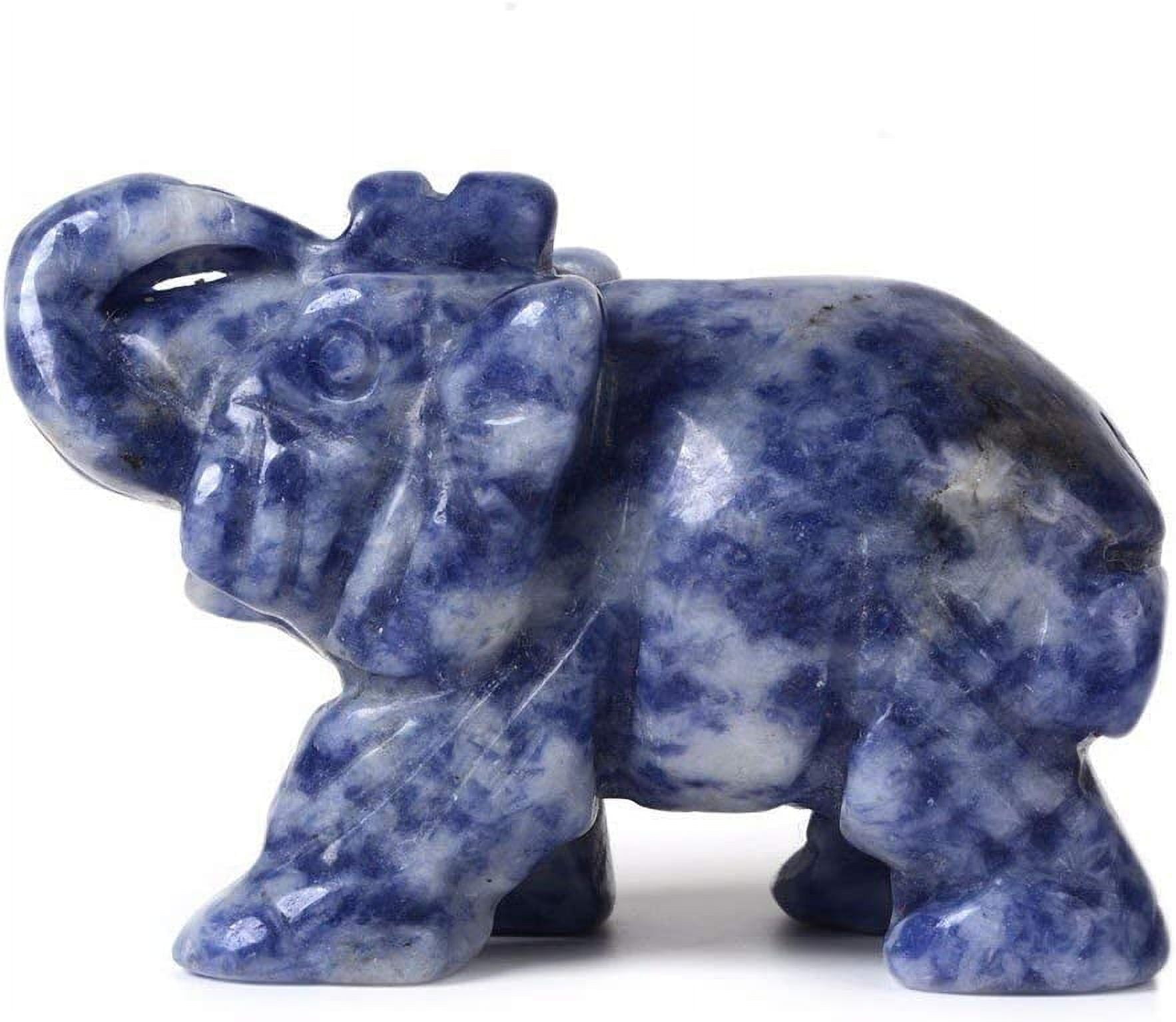 Carved Natural Blue Spot Jasper Gemstone Elephant Healing Crystal ...