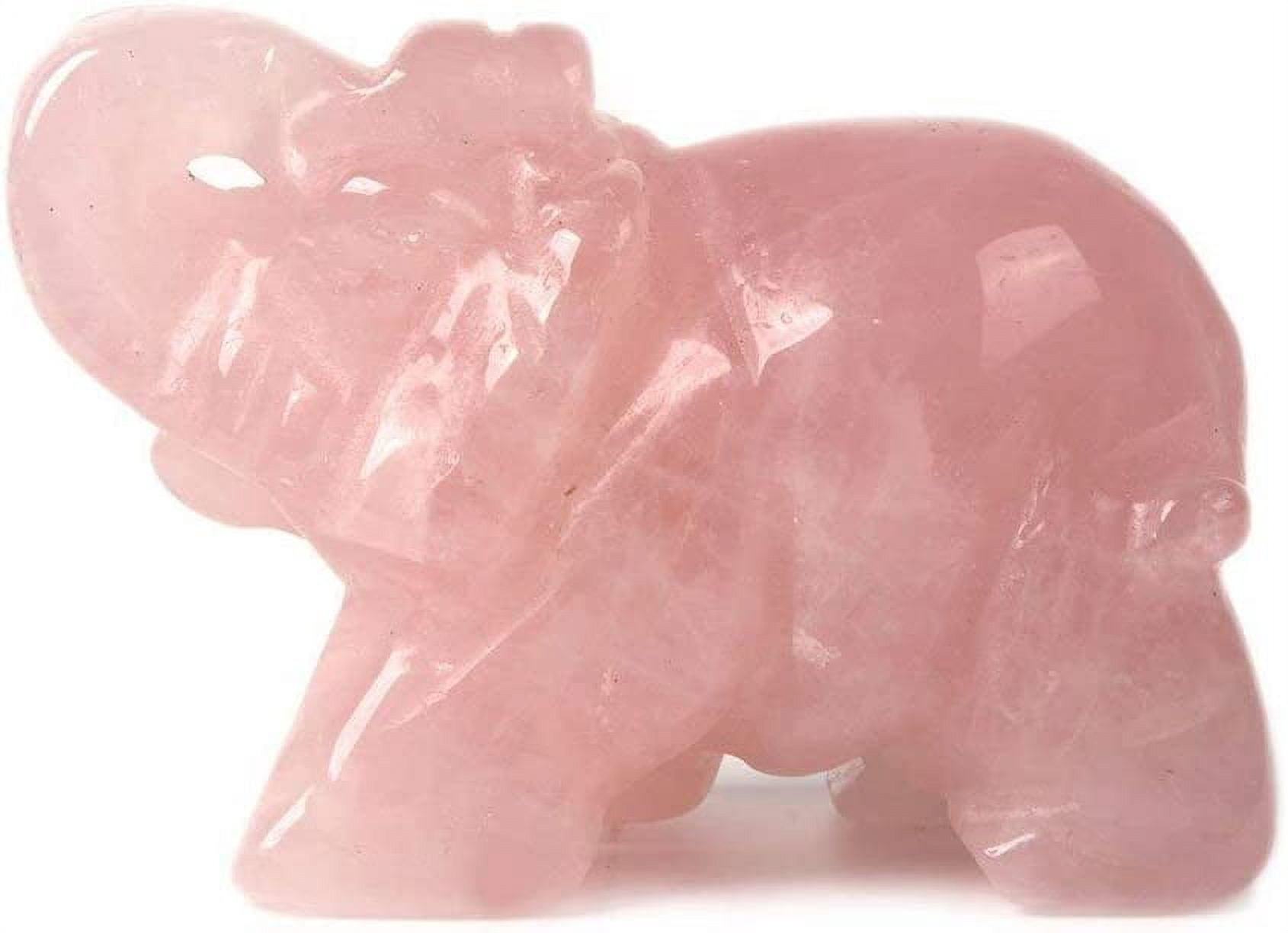 Carved Natural Rose Quartz Gemstone Elephant Healing Crystal Guardian ...