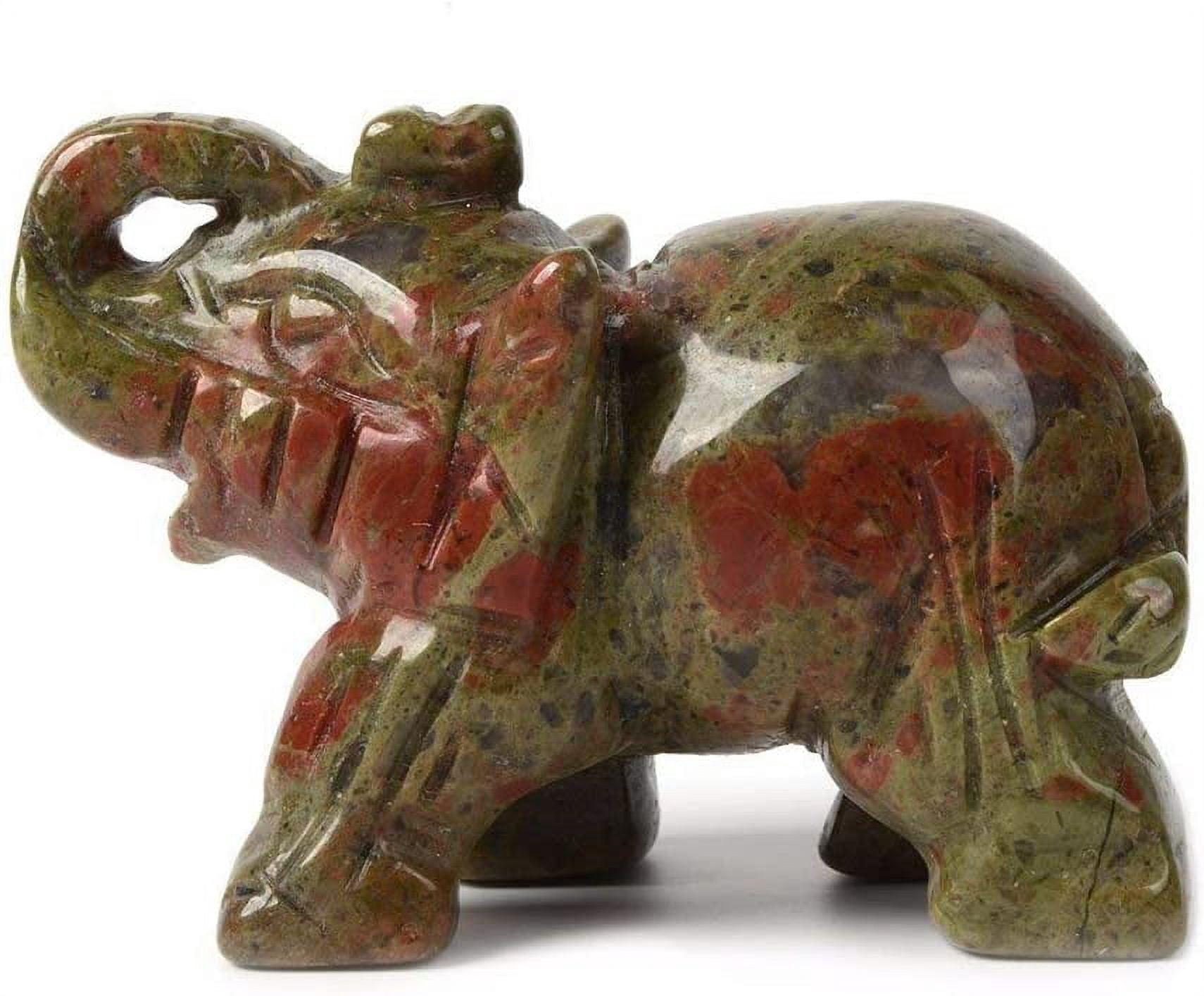 Carved Natural Unakite Gemstone Elephant Healing Crystal Guardian ...