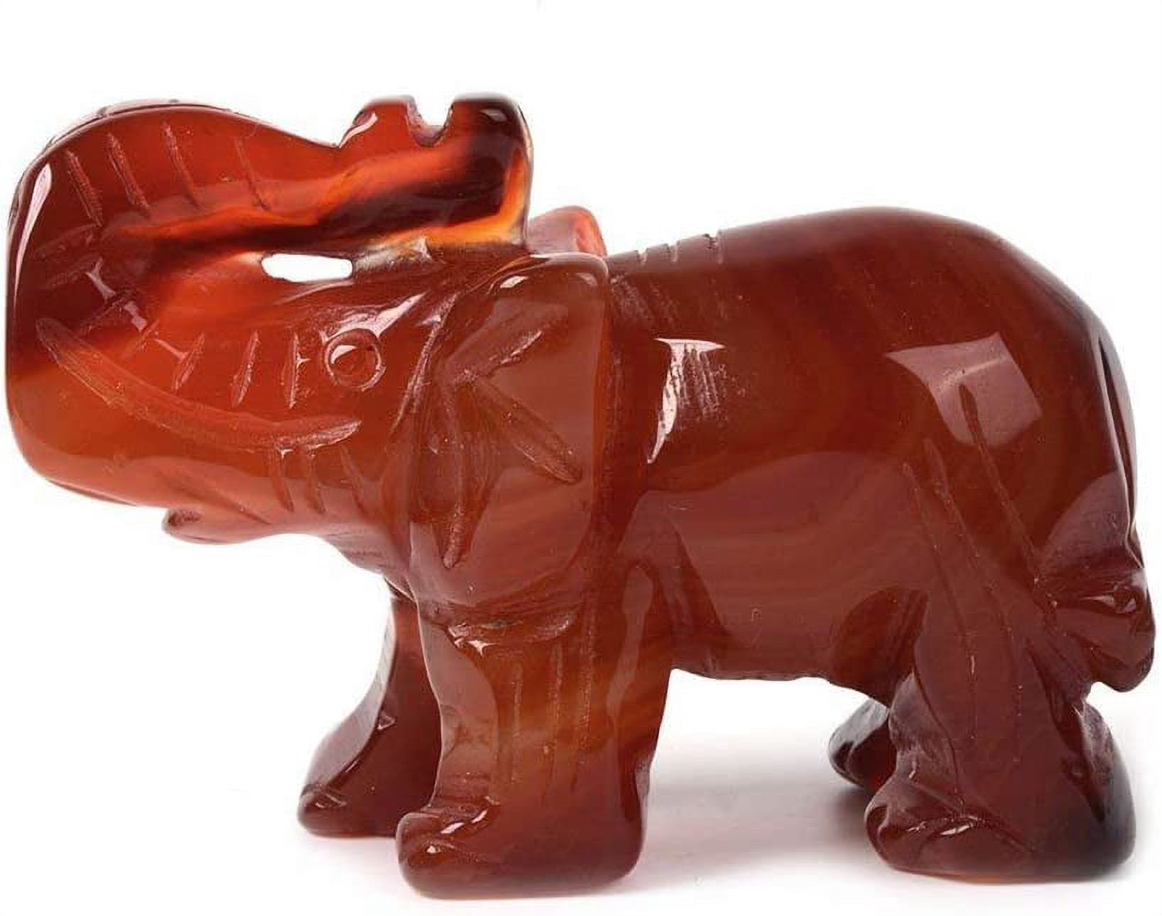 Carved Redish Agate Gemstone Elephant Healing Crystal Guardian Statue ...