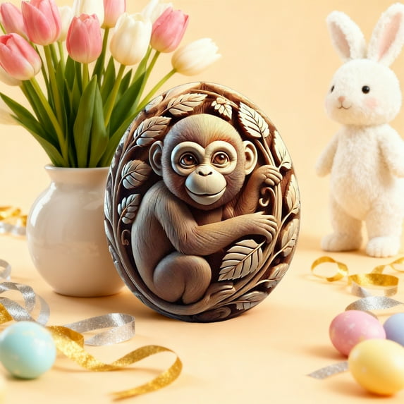 Carved Resin Easter Egg with Animal Patterns, Exquisite Decorative Gift ...