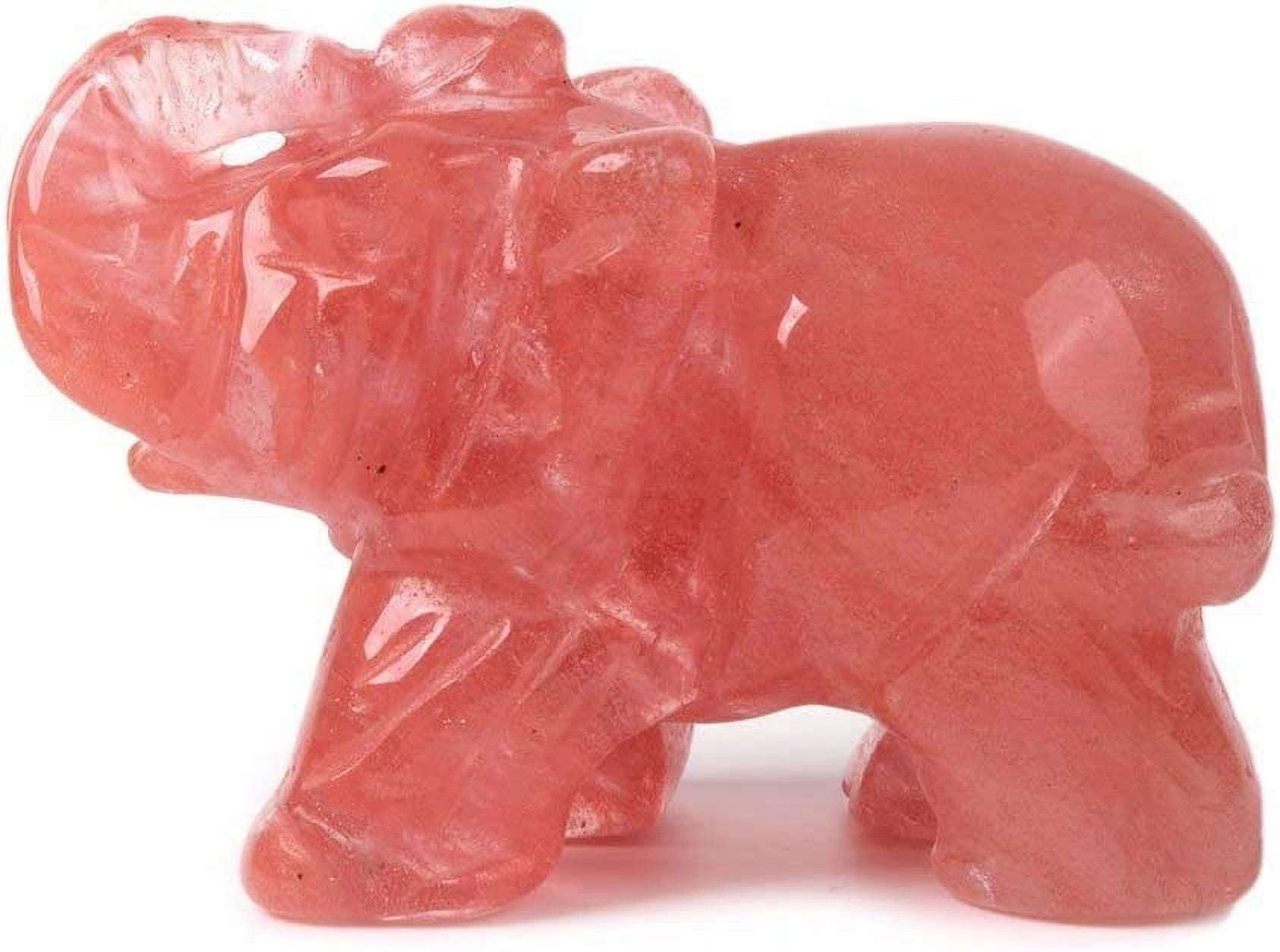 Carved Smelted Cherry Quartz Elephant Healing Crystal Guardian Statue ...