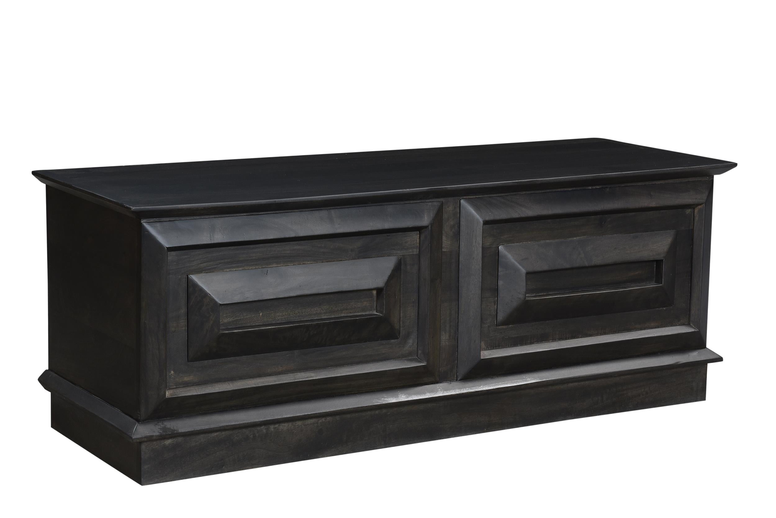 Carved Solid Wood Ottoman with Lift Top Storage in Dark Brown - Walmart.com