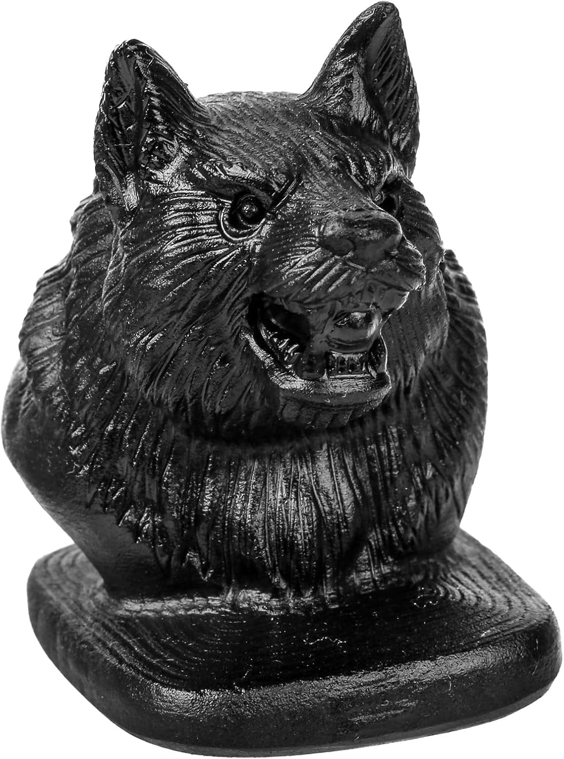 Carved Wolf Head Crystal Statue Black Obsidian Animal Figurine ...