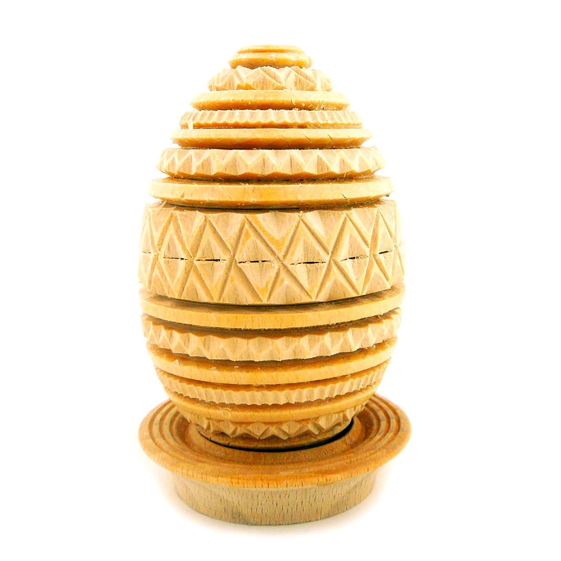 Carved Wood Egg Egg Hand Carved From Beach Wood With Its Holder - From ...