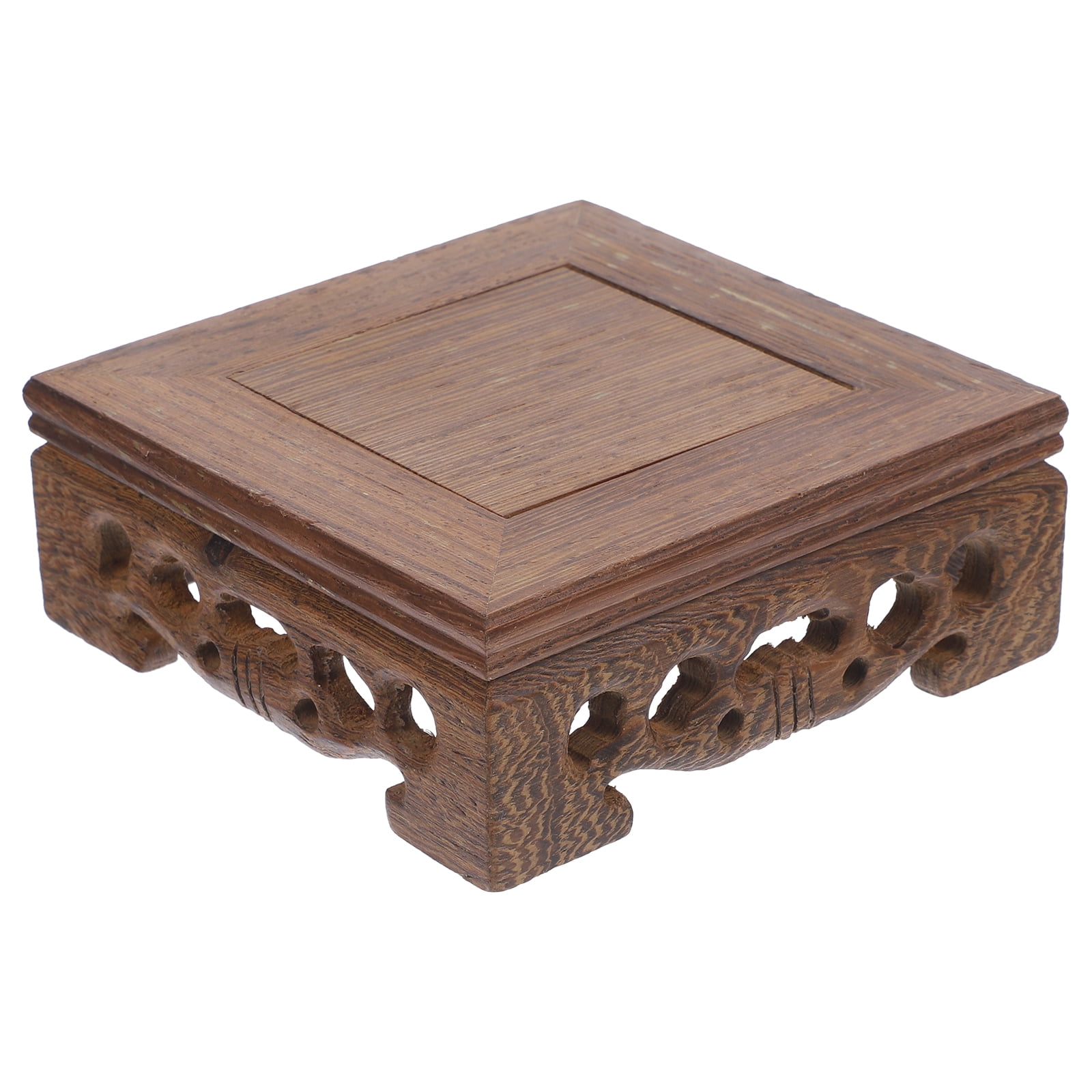 Carved Wood Lifting Base Decor Storage Shelves Antique Holder Oriental ...