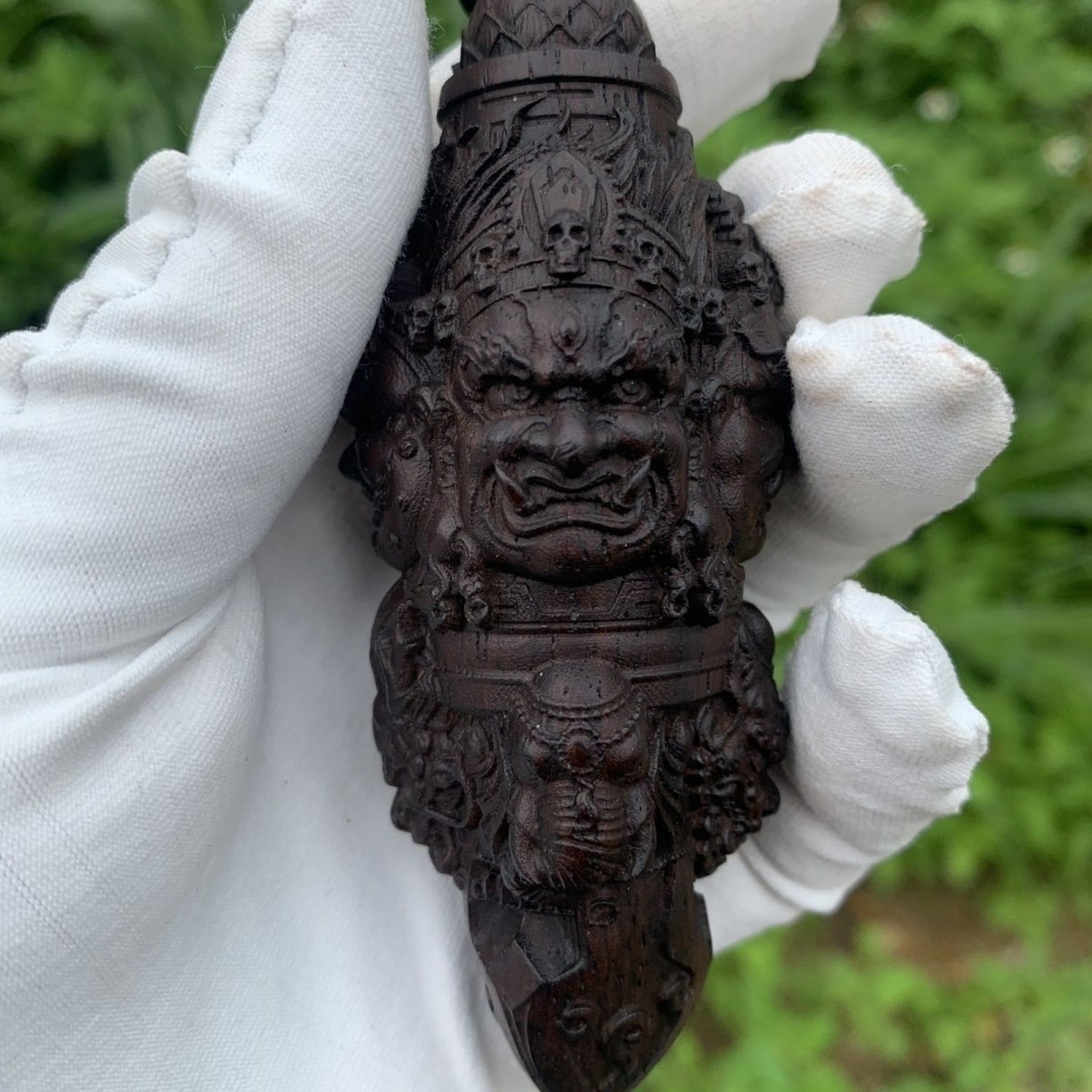 Carved Wood Mahakala Dorje Pendant Handheld Buddhist Accessory Tibetan ...