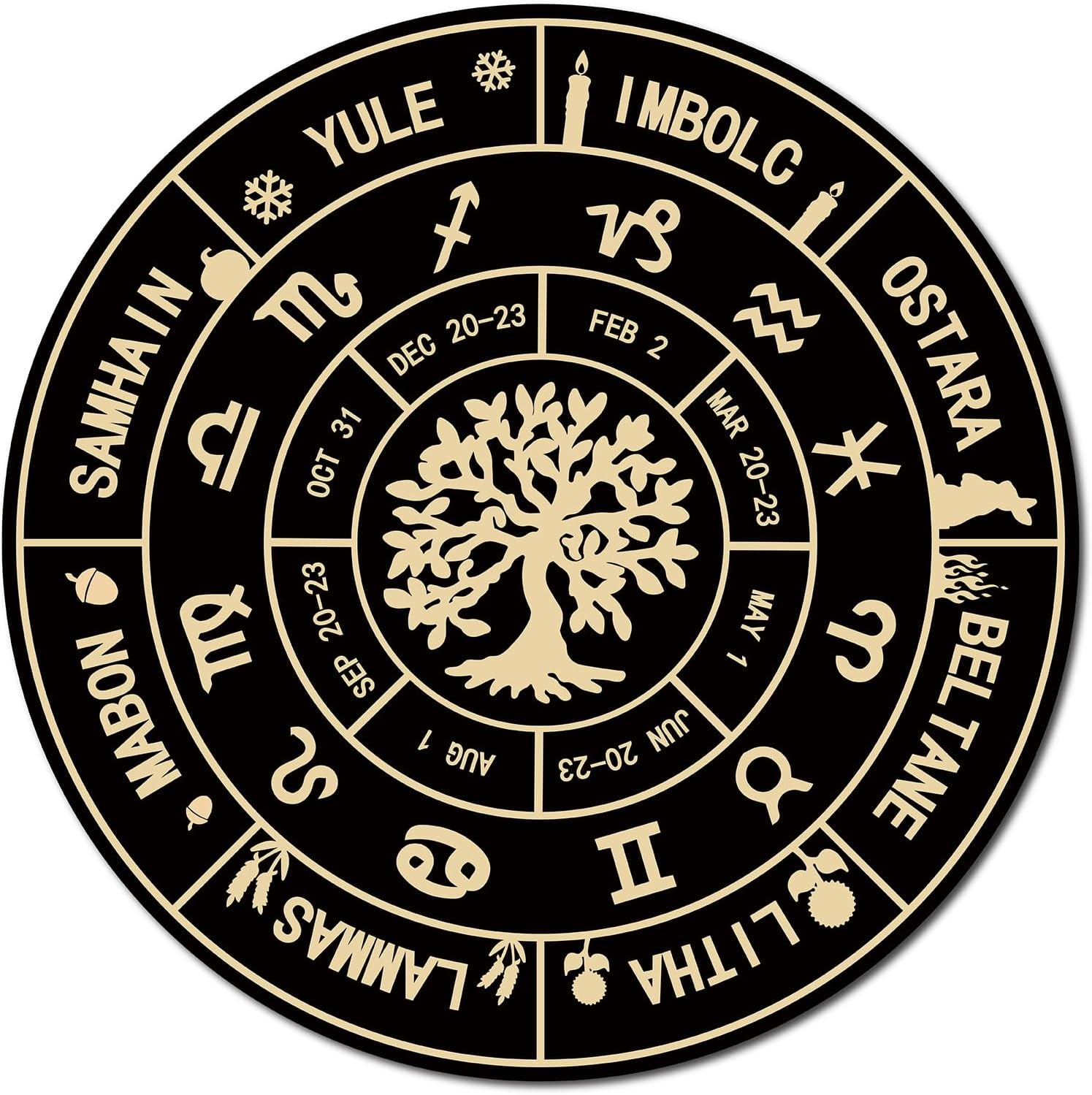 Carved Wood Round Sheets for Home Display Decoration Tree of Life ...