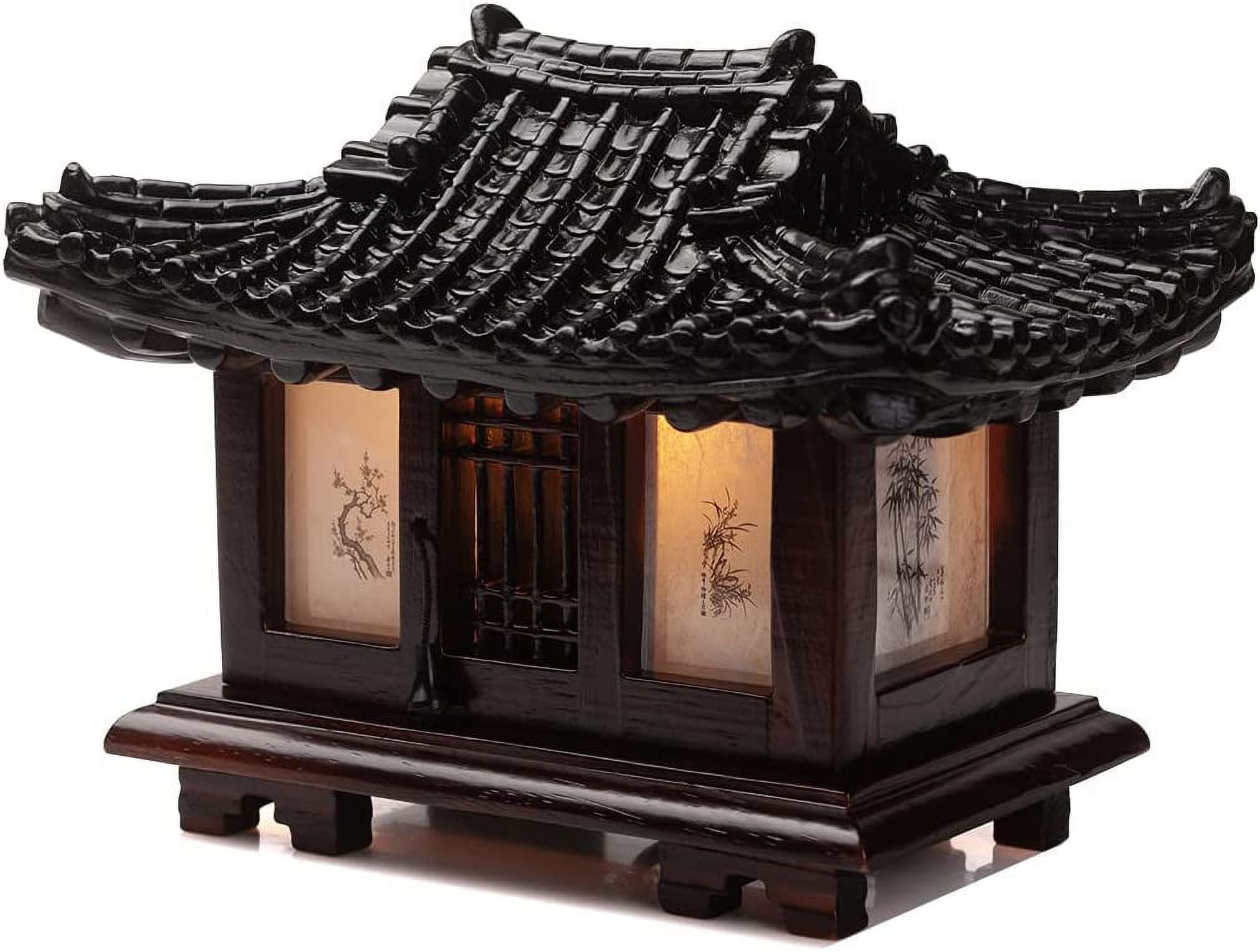 Carved Wood Table Lamp Handmade Traditional Korean Kingdom House ...