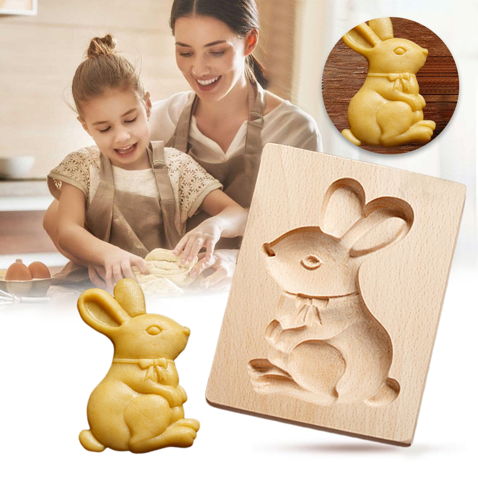 Carved Wooden Cookie Mold, Kitchen Cookie Cutter Gingerbread Cookie ...
