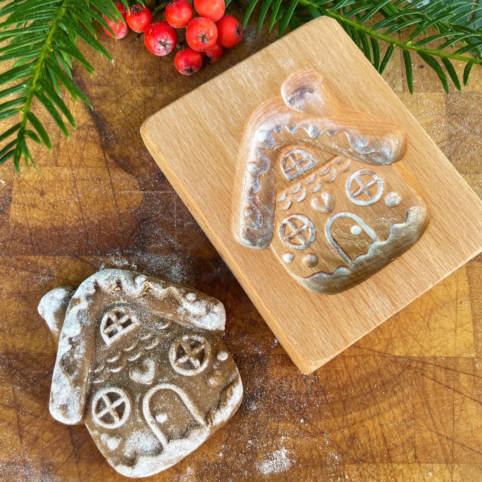 Carved Wooden Cookie Mold Kitchen Cookie Cutter Gingerbread,Cookie ...