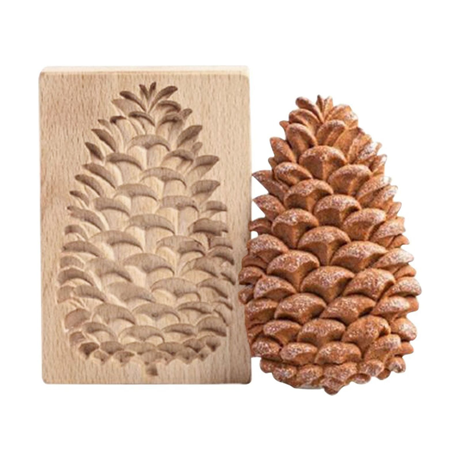Carved Wooden Cookie Pine Cone Mold Kitchen Cookie Cutter Gingerbread ...